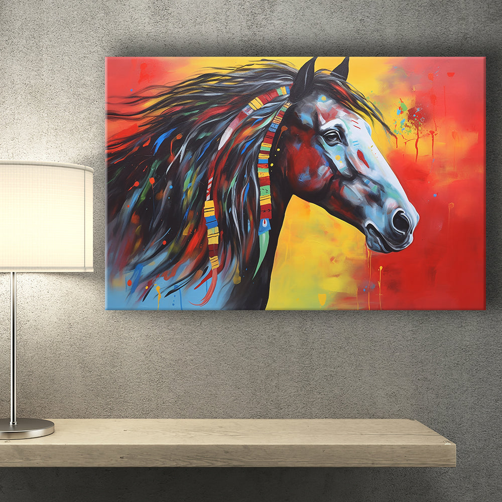 Indian Horse Warrior Oil Painting Mixed Color Canvas Prints Wall Art ...