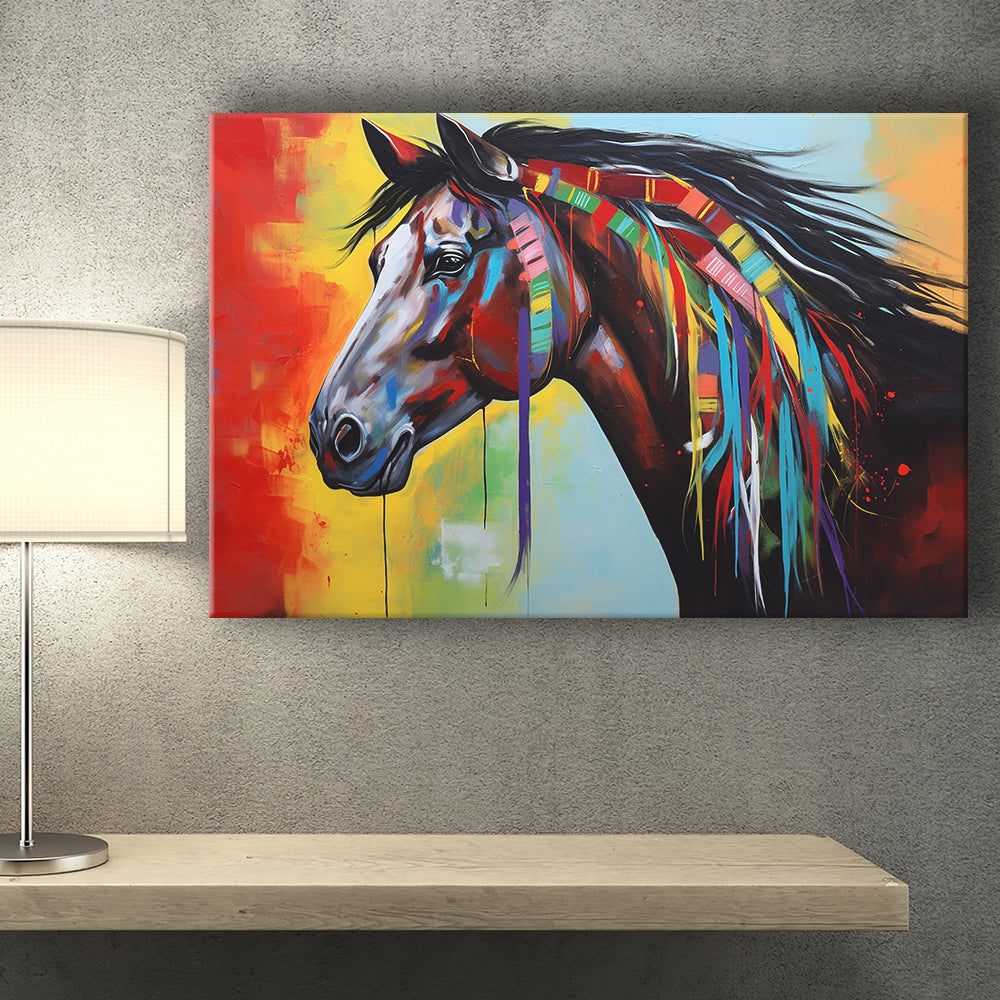 Indian Horse Warrior Oil Painting V1 Canvas Prints Wall Art, Painting ...