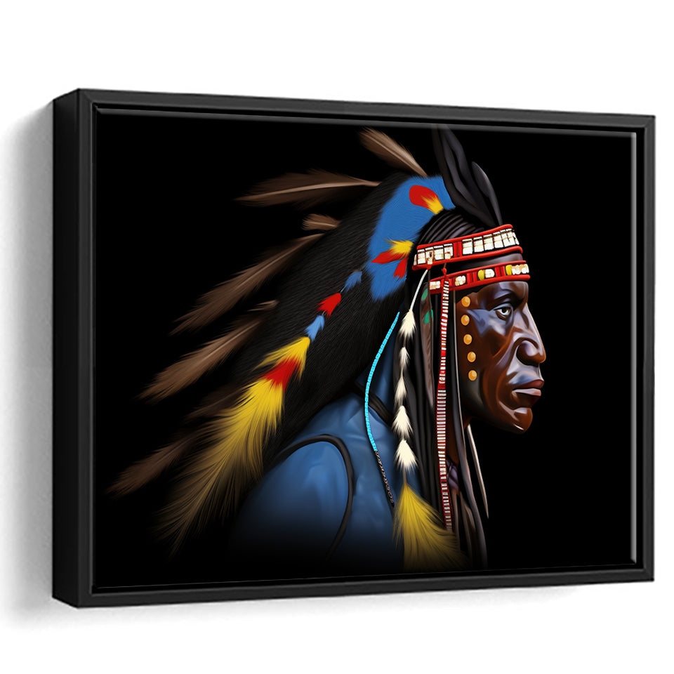 Indian Warrior Portrait Art Painting, Framed Canvas Prints Wall Art De ...