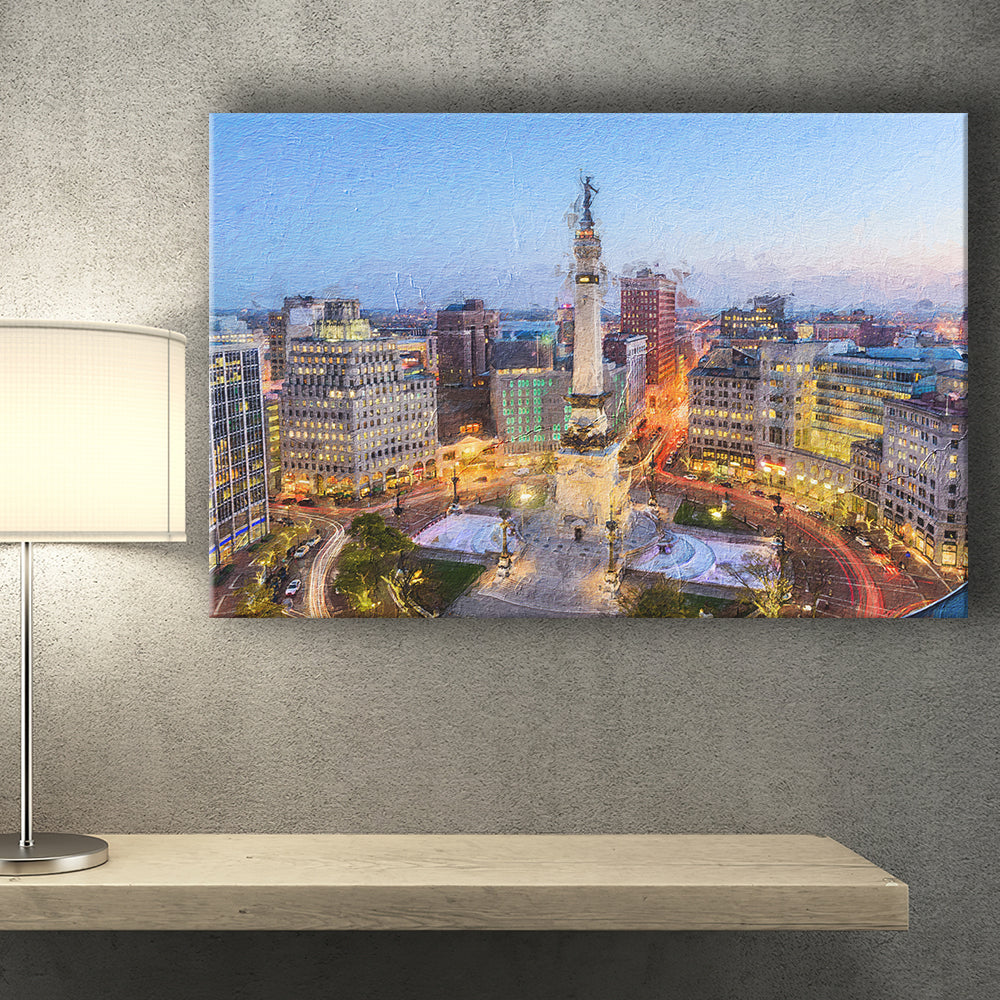 Indianapolis Skyline Over Monument Canvas Prints Wall Art Decor - Pain ...