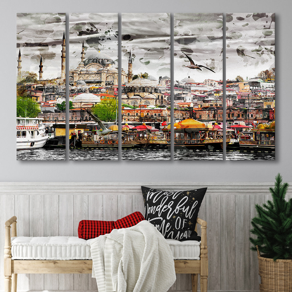 Istanbul, Blue Mosque, Istanbul Skyline, Multi Panels, 5 Pieces B, Can ...