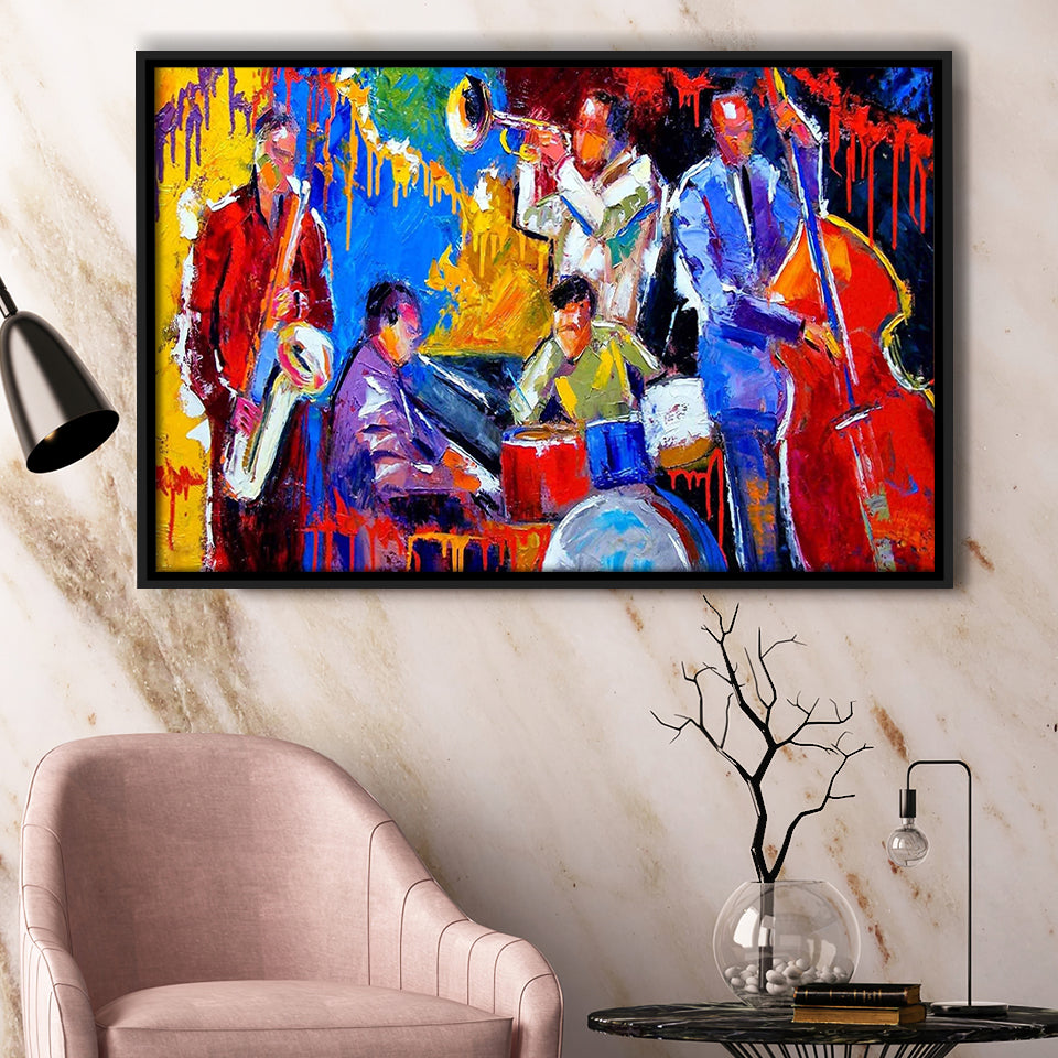 Jazz Music Painting, African Jazz, Music Room Framed Canvas Prints Wal ...