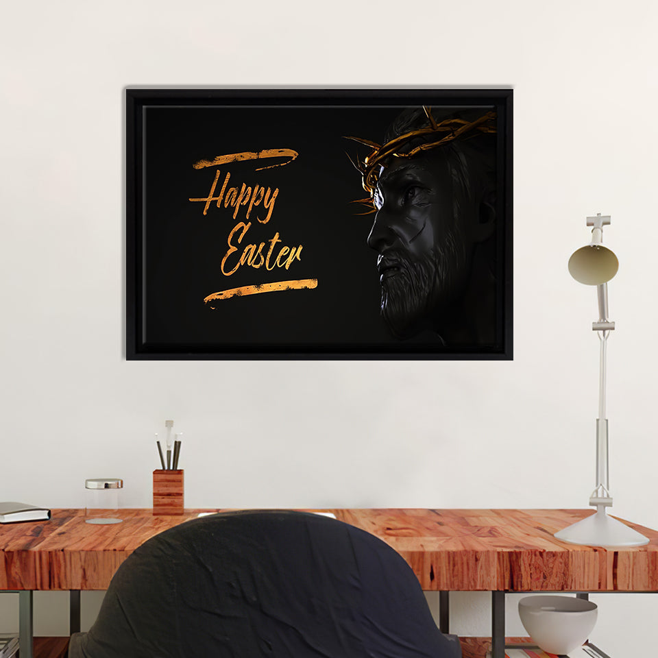 Jesus Christ Text Statue Gold Crown Stock Framed Canvas Wall Art - Can ...