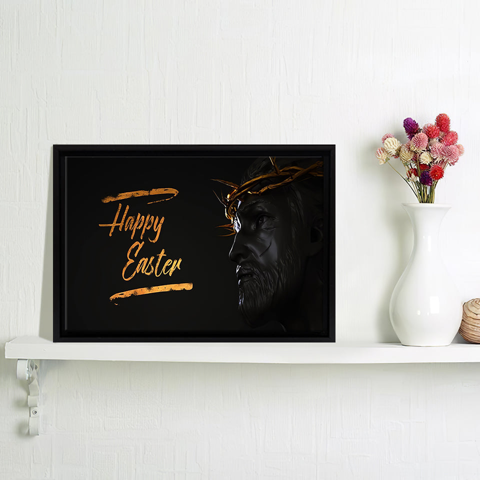 Jesus Christ Text Statue Gold Crown Stock Framed Canvas Wall Art - Can ...