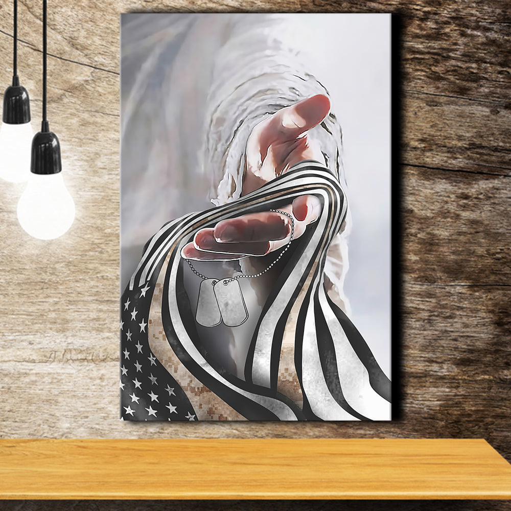 Jesus Hand Marine Veteran Flag Vertical Canvas Prints Wall Art - Paint ...