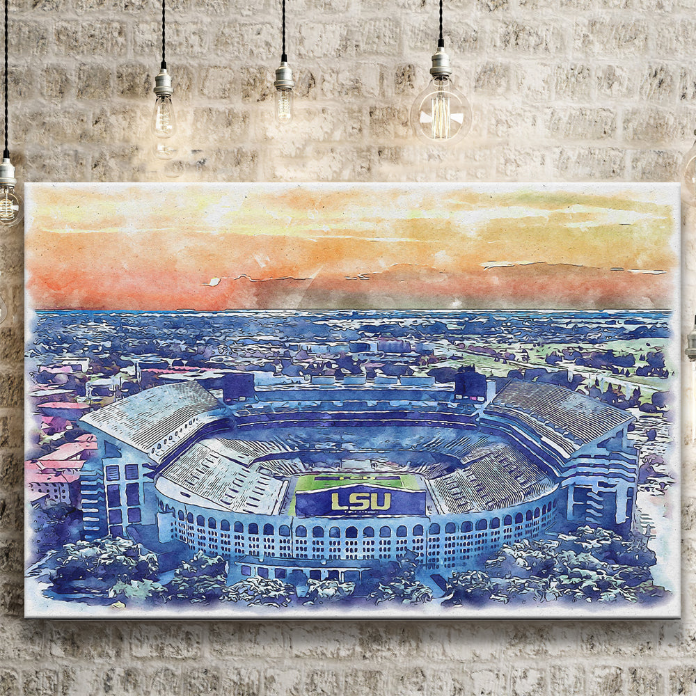 LSU Tigers Tiger Stadium Watercolor, Sport Art Prints Fan Gift, Canvas ...