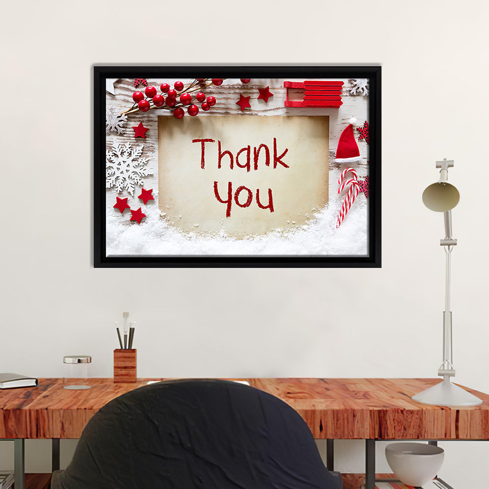 Letrero Thank You Snow Framed Canvas Wall Art - Framed Prints, Canvas ...