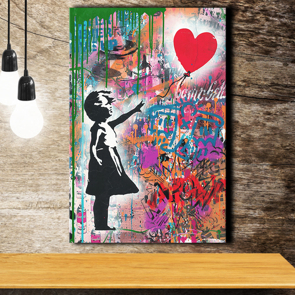 Little Girl With Balloon Canvas Prints Wall Art Decor - Painting Canva ...