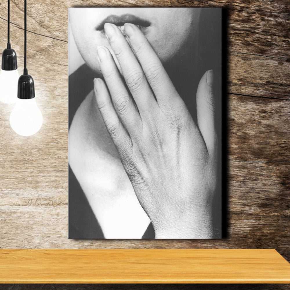 Man Ray Hands On Lips Black And White Print, Surrealist Photography Ca ...