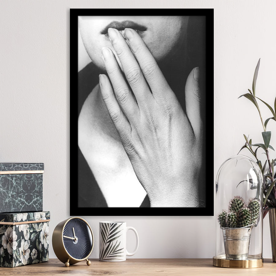 Man Ray Hands On Lips Black And White Print, Surrealist Photography Fr ...