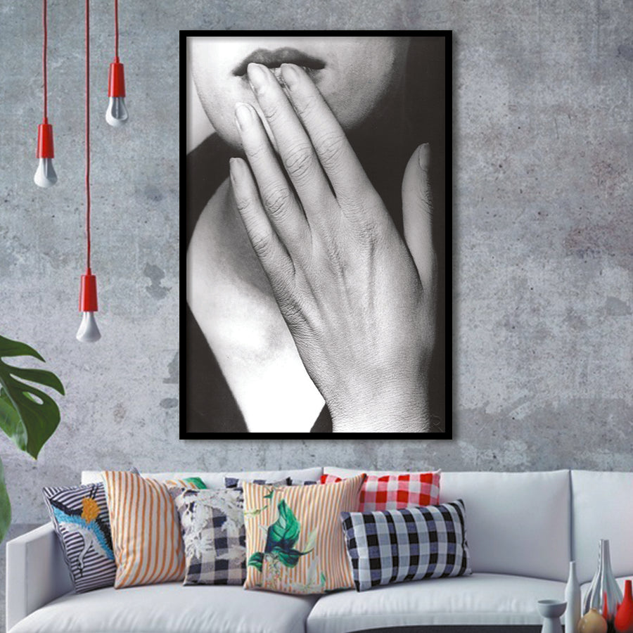 Man Ray Hands On Lips Black And White Print, Surrealist Photography Fr ...
