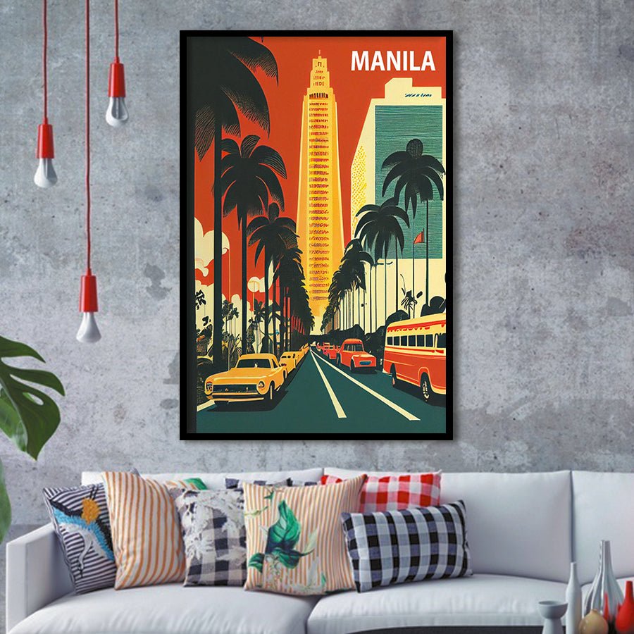 Manila Retro Art Print, City Art Print, Framed Art Print Wall Art Home ...
