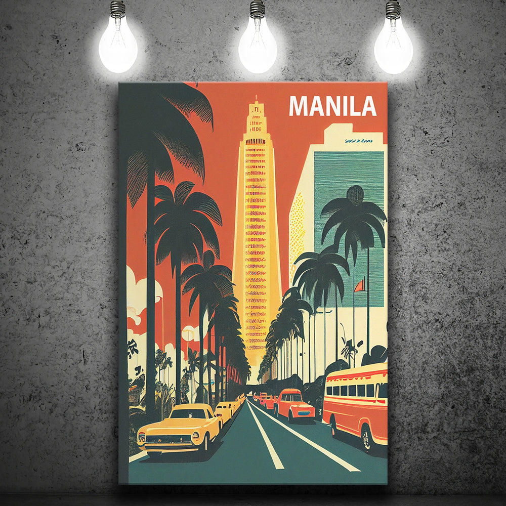 Manila Retro Art Print ,City Art Print, Large Canvas, Canvas Print Wal ...