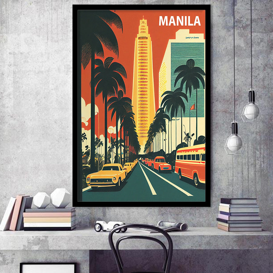 Manila Retro Art Print, City Art Print, Framed Art Print Wall Art Home ...
