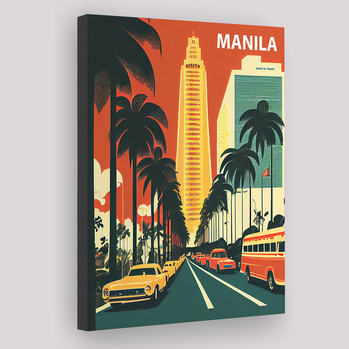 Manila Retro Art Print ,City Art Print, Large Canvas, Canvas Print Wal ...