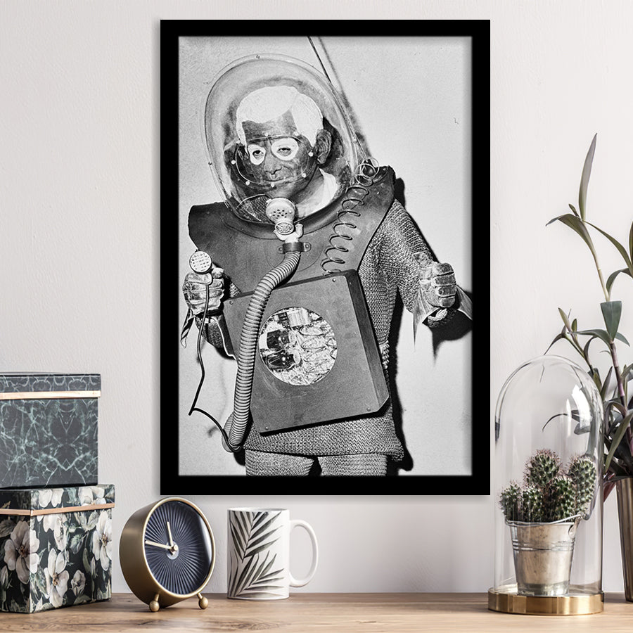 Martian Man Black And White Print, Man From Planet X Framed Art Print ...