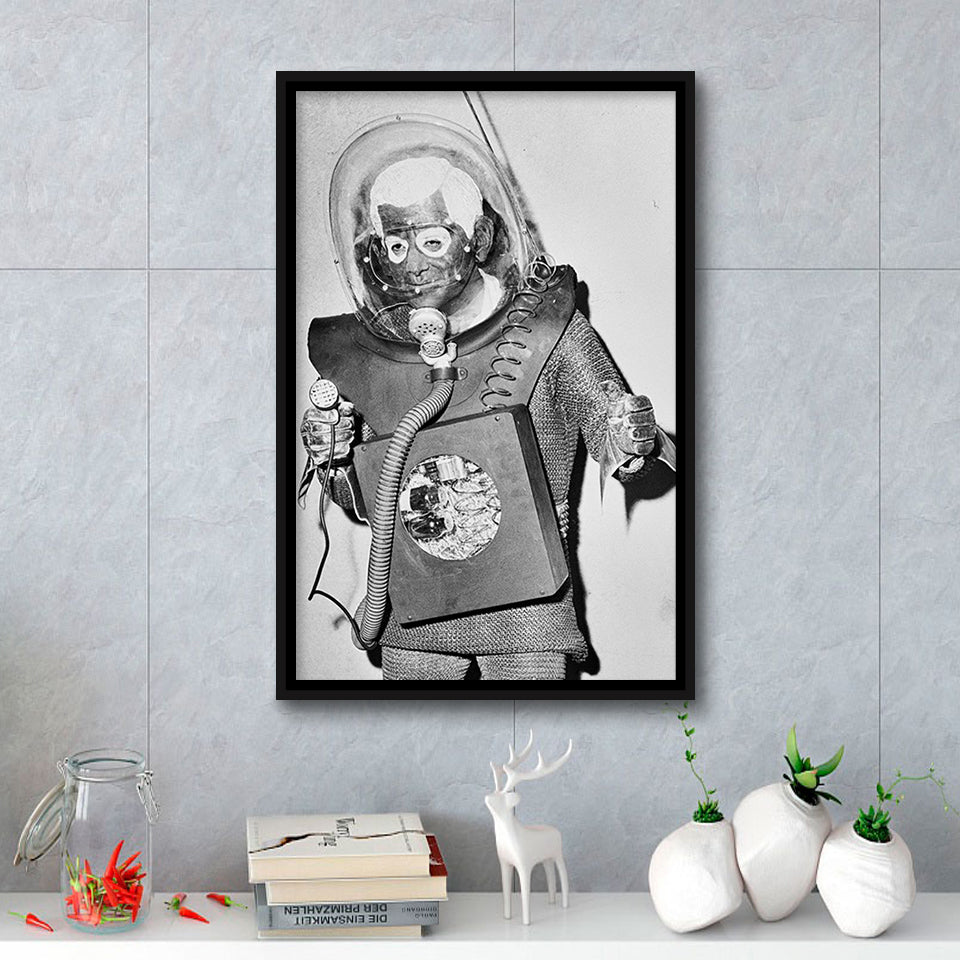 Martian Man Black And White Print, Man From Planet X Framed Canvas Pri ...