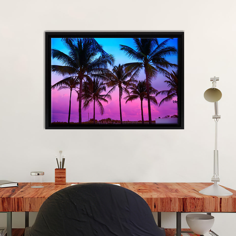 Miami Beach In Colours Framed Canvas Wall Art - Framed Prints, Canvas ...