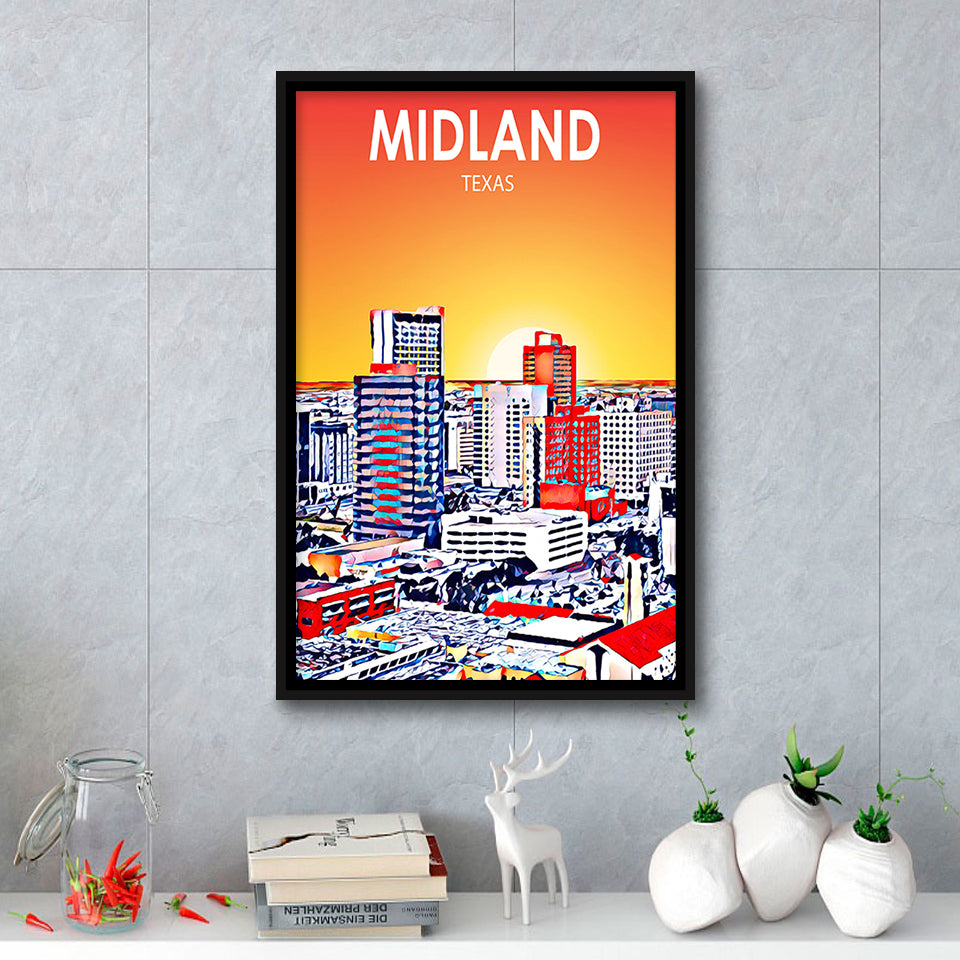 Midland Texas Art Sunset Landscape, Large Canvas, Framed Canvas Print ...