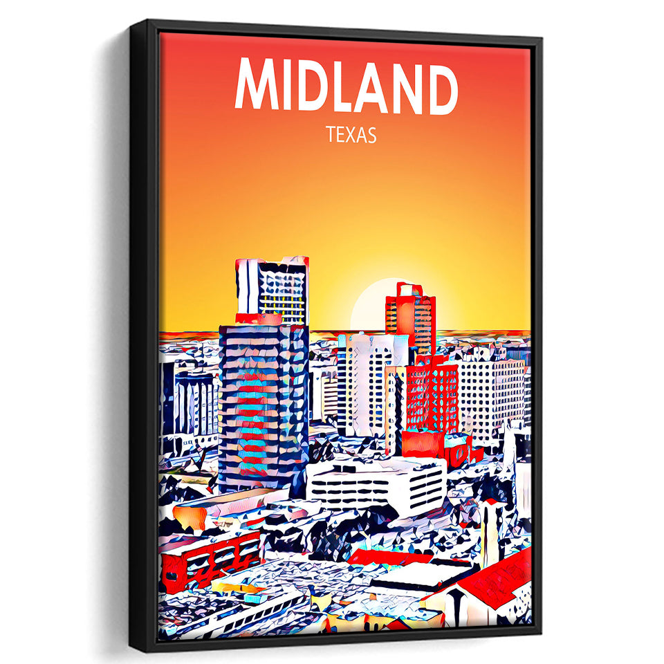Midland Texas Art Sunset Landscape, Large Canvas, Framed Canvas Print ...