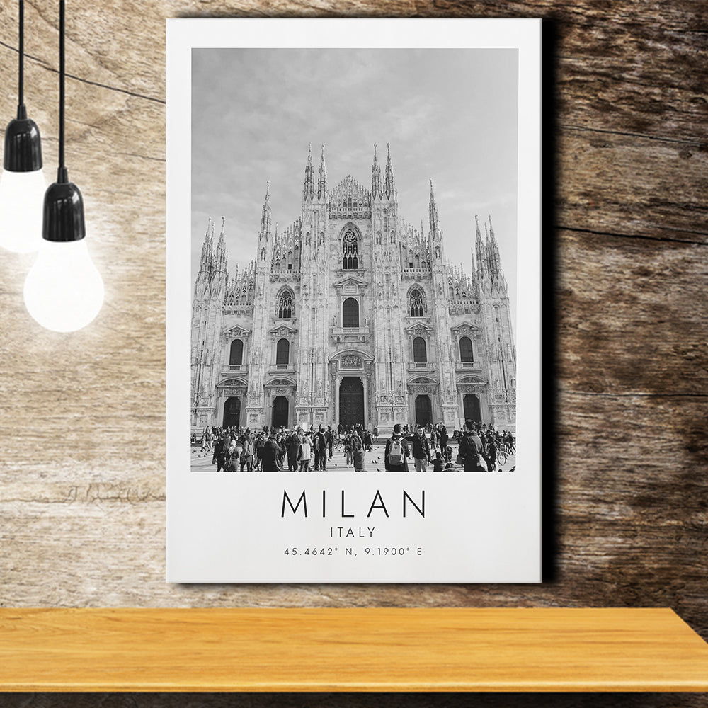 Milan Italy Black And White Art Canvas Prints Wall Art Home Decor ...