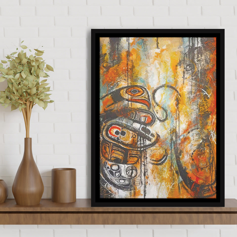 Modern Indigenous Abstract Art Framed Canvas Prints Wall Art, Floating ...