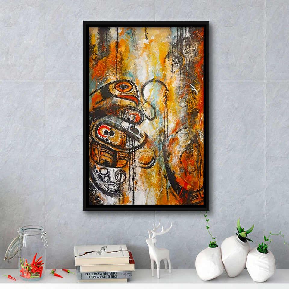 Modern Indigenous Abstract Art Framed Canvas Prints Wall Art, Floating ...