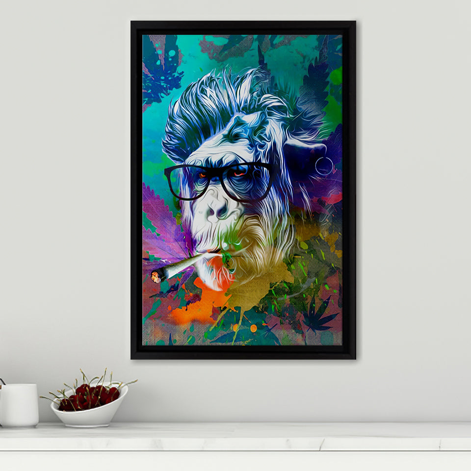 Monkey Smoking Cannabis Graffiti Framed Canvas Prints Wall Art - Paint ...