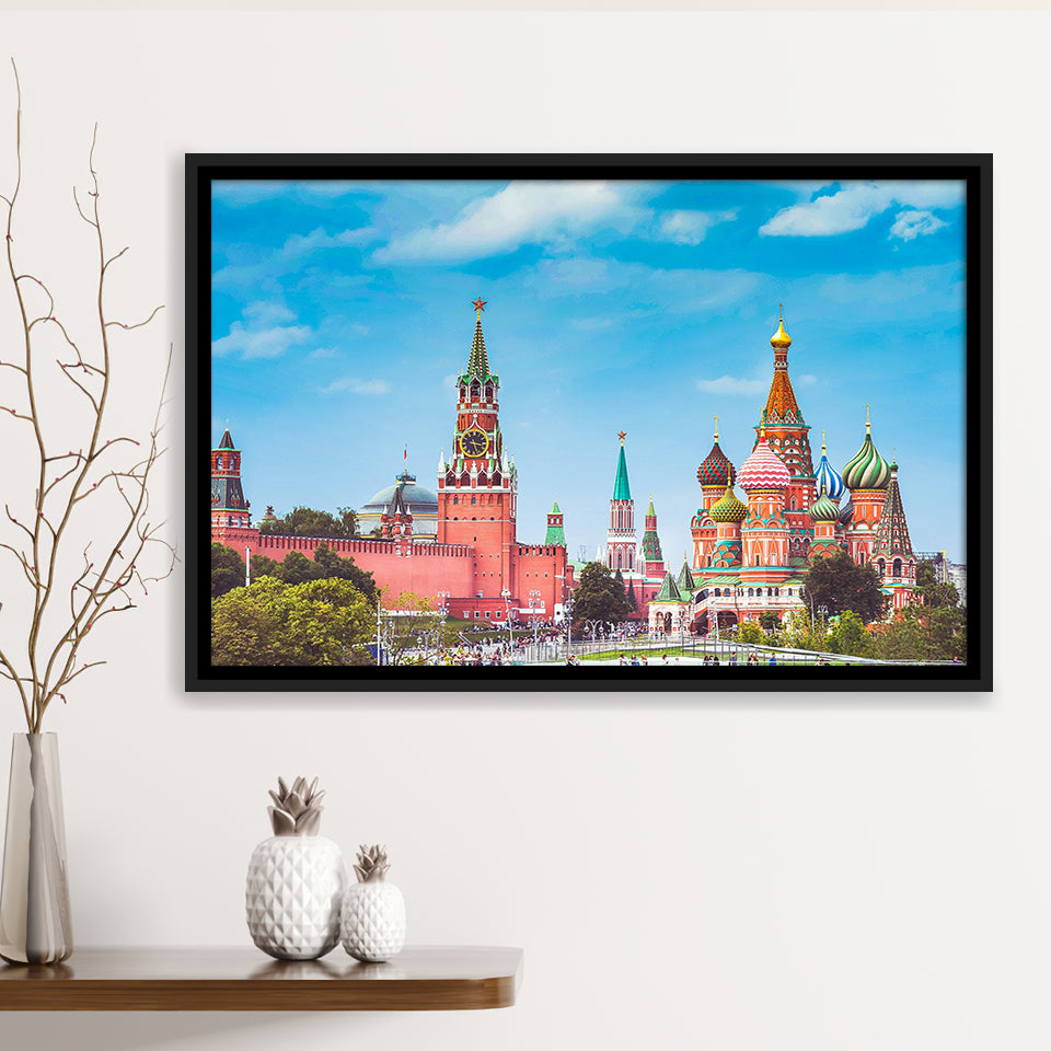 Moscow Skyline, Moscow Framed Canvas Prints Wall Art Decor, Black Floa ...