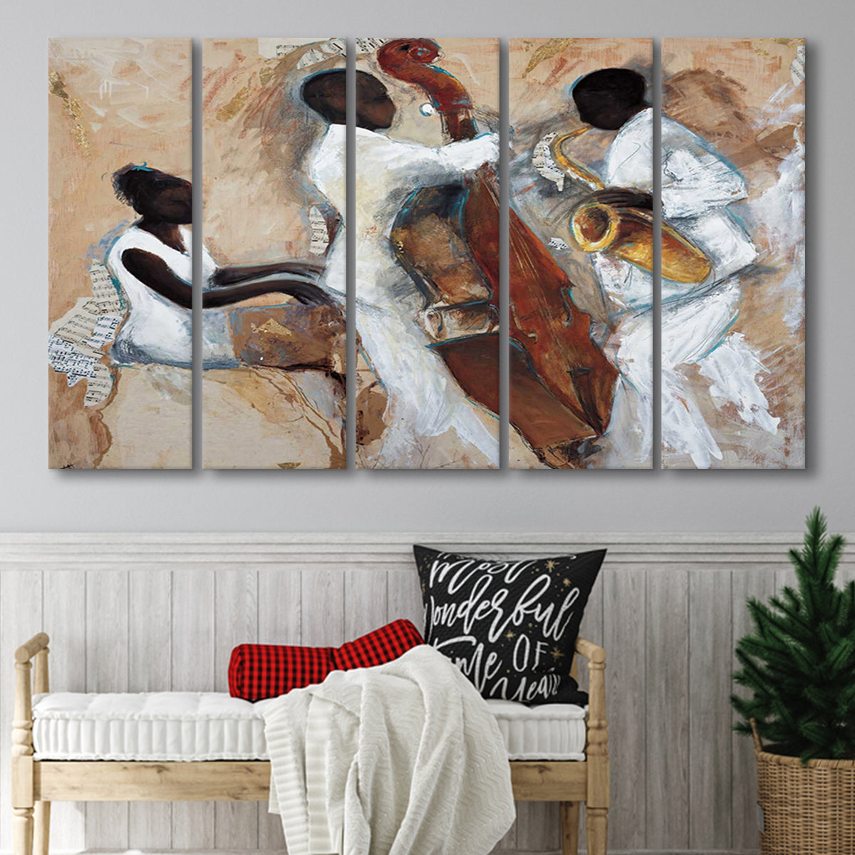 Music Jazz Musical Instruments Wall Decor 5 Piece B Canvas Prints Wall ...