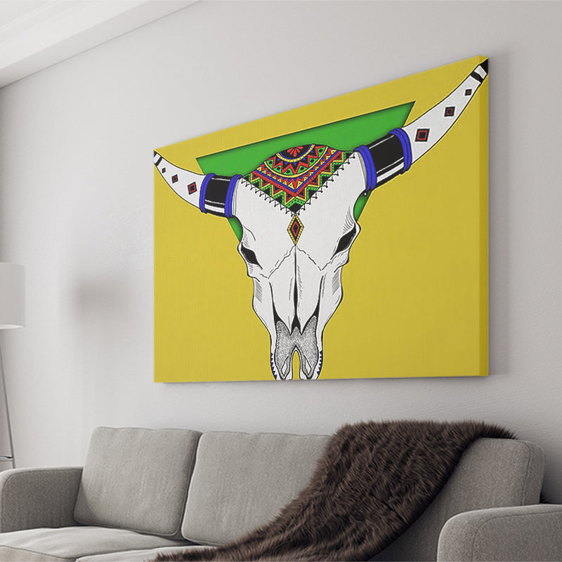 Native American Buffalo Skull American Indian Canvas Prints Wall Art ...