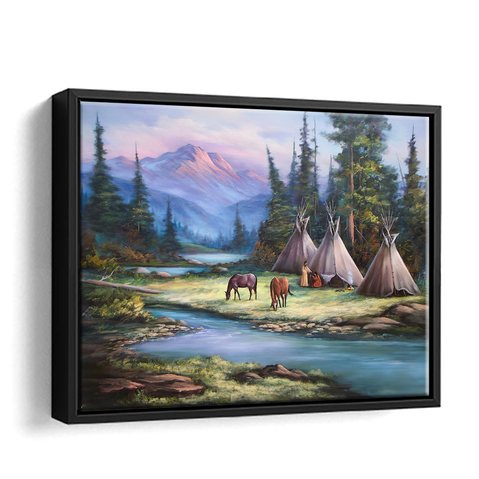 Native American Landscape Paintings Canvas Wall Art - Canvas Print, Fr ...
