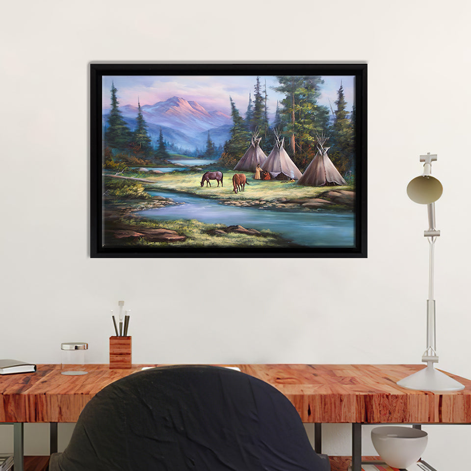 Native American Landscape Paintings Canvas Wall Art - Canvas Print, Fr ...
