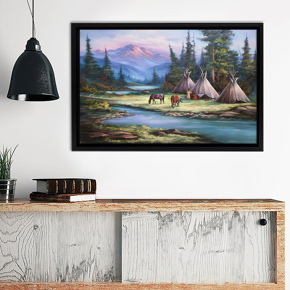 Native American Landscape Paintings Canvas Wall Art - Canvas Print, Fr ...