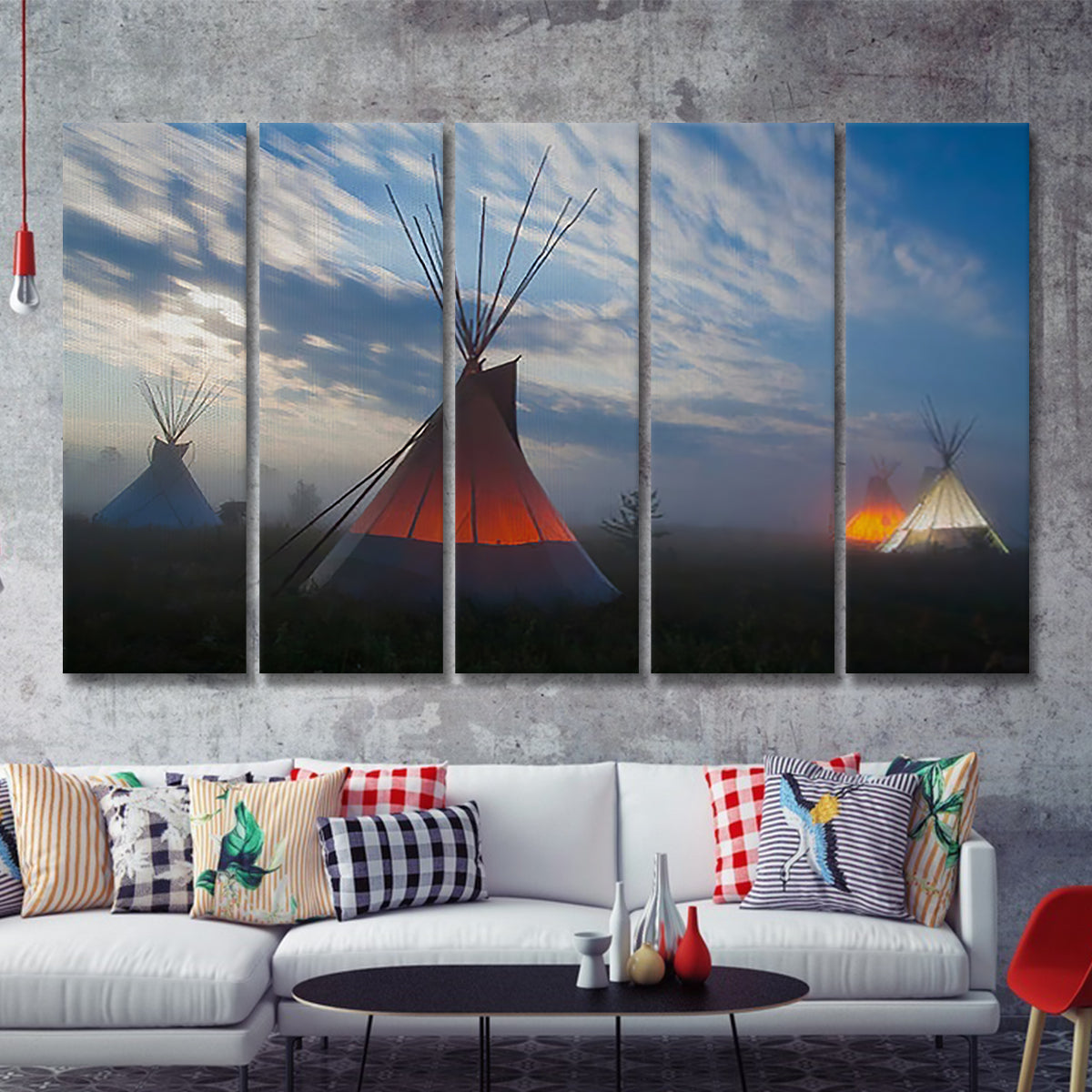 Native Indians Teepee Hut American Indian 5 Pieces B Canvas Prints Wal ...