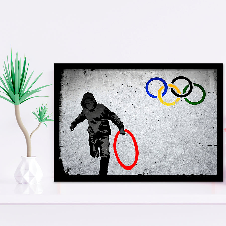 Olympic Rings Thug Thief Framed Art Print Wall Decor - Painting Art, W ...