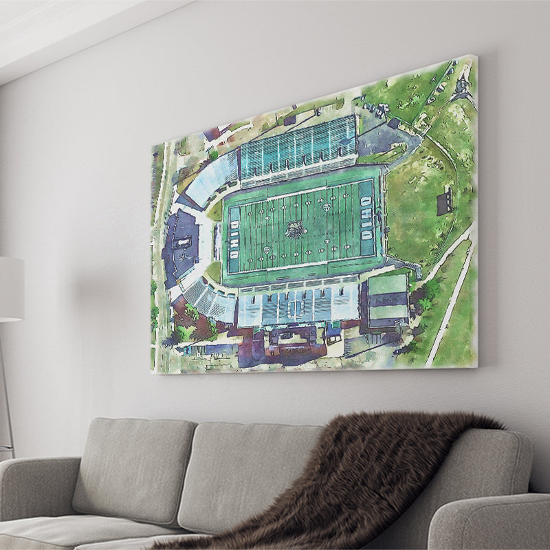 Ohio Bobcats Don Peden Stadium Watercolor, Sport Art Prints Fan Gift ...