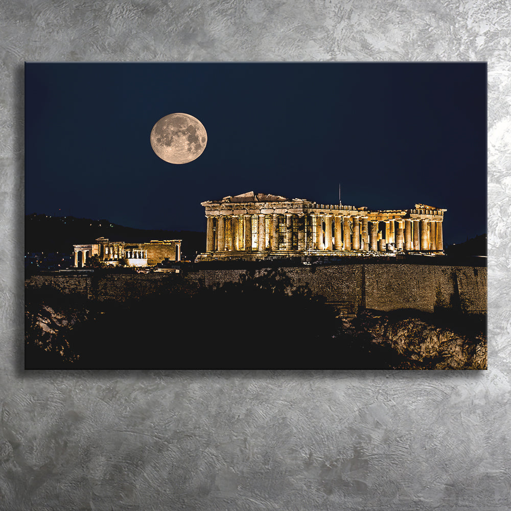 Greek Parthenon At Night