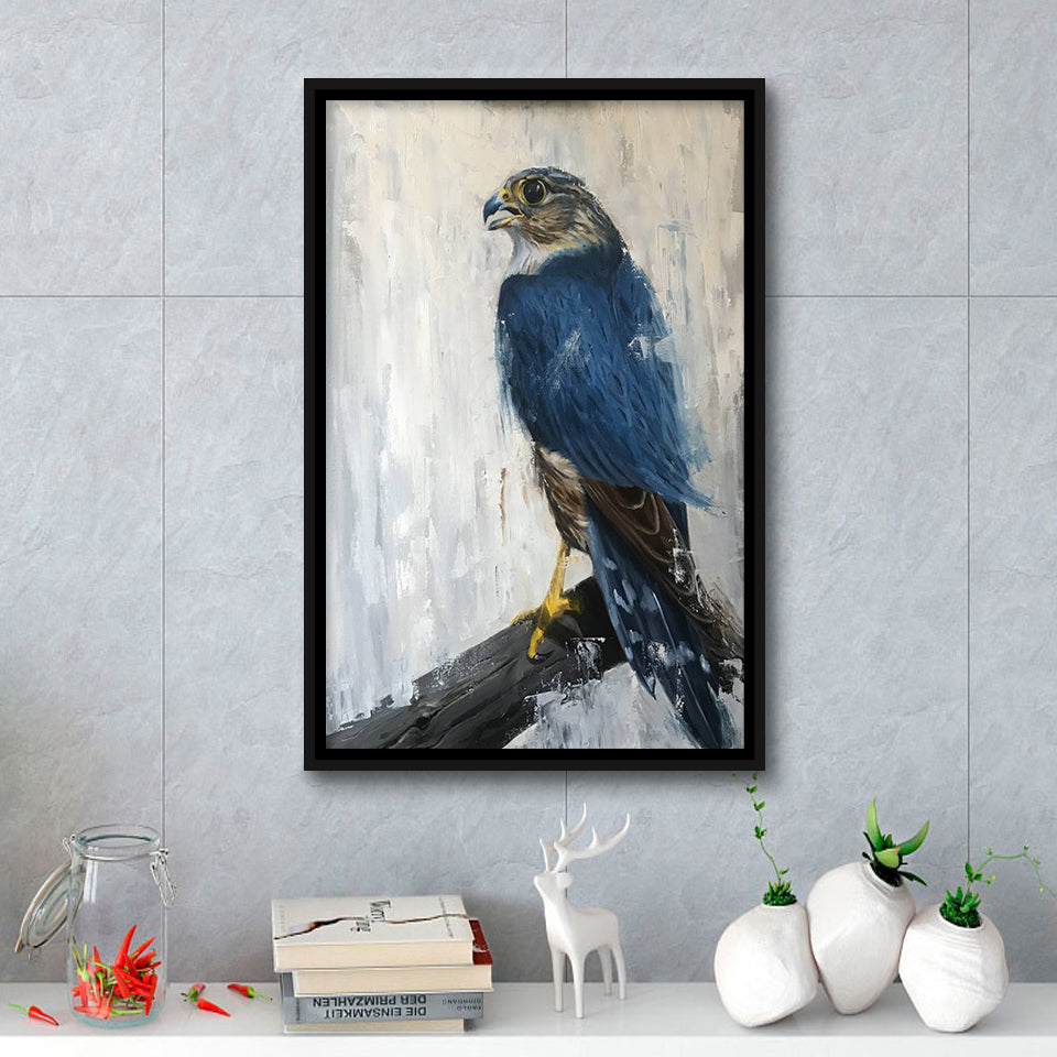 Peregrine Falcon Painting Style Framed Canvas Prints Wall Art, Floatin ...