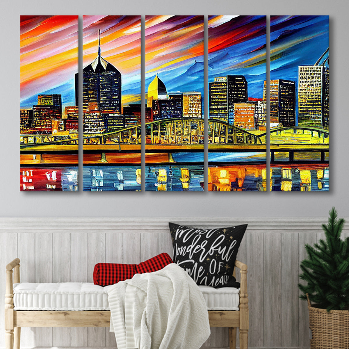 Pittsburgh Pennsylvania Skyline Pittsburgh Painting Wall Art, 5 Pieces ...