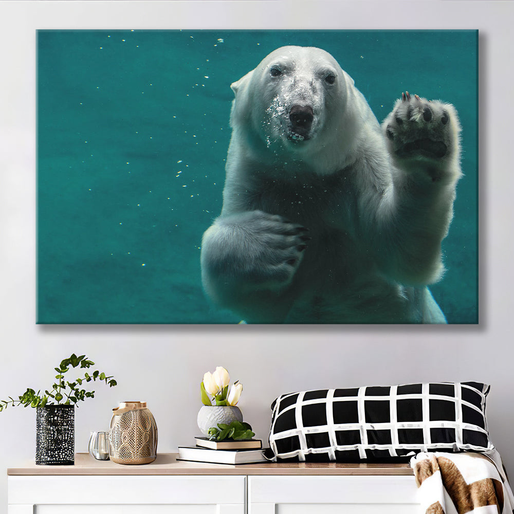 Polar Bear Under Water, Polar Bear Wall Decor Canvas Prints Wall Art H ...