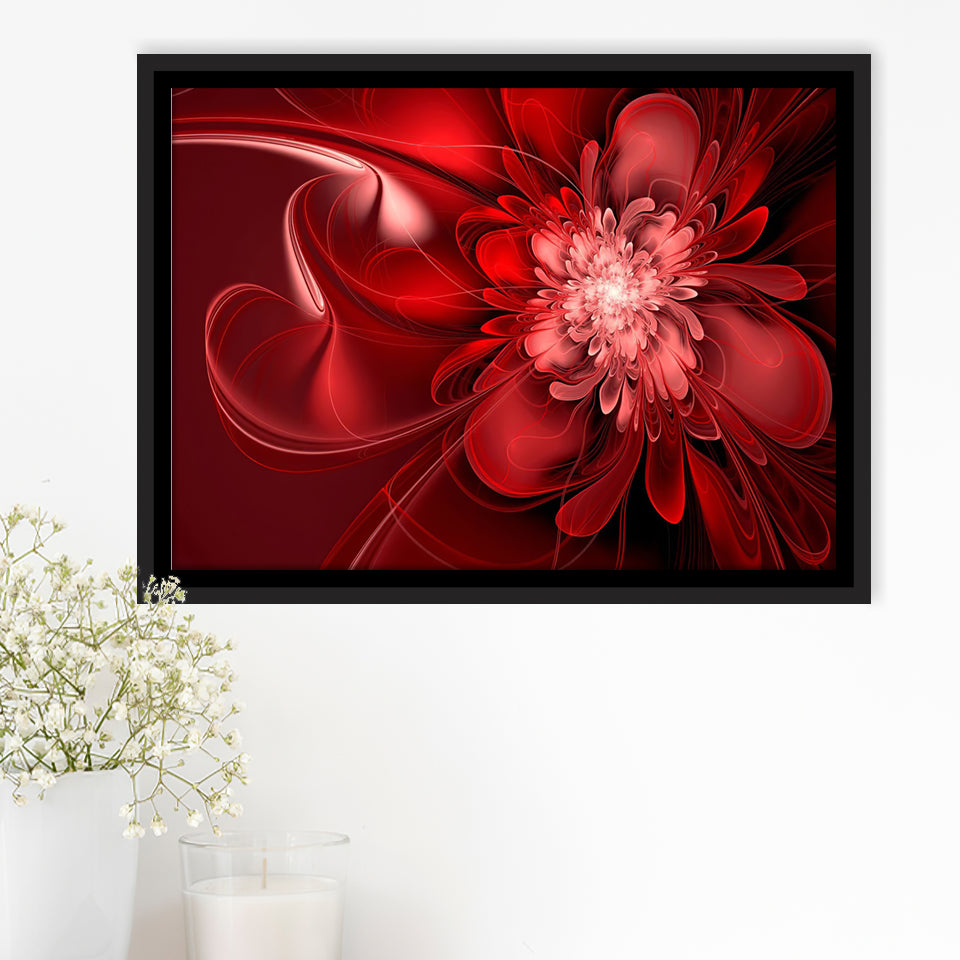 Red Flowers Canvas Art Abstract Red Painting Framed Canvas Prints Wall ...