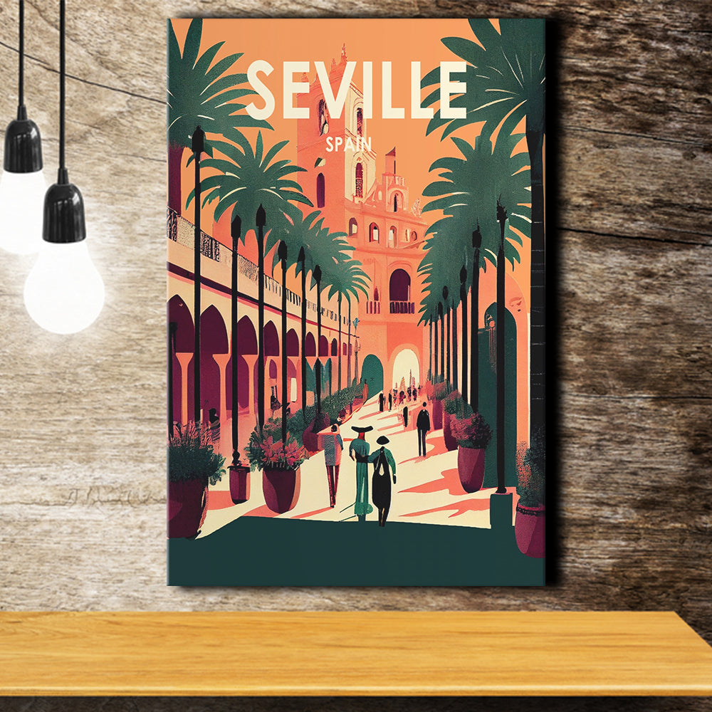 Seville Spain Retro Art Print ,City Art Print, Large Canvas, Canvas Pr ...