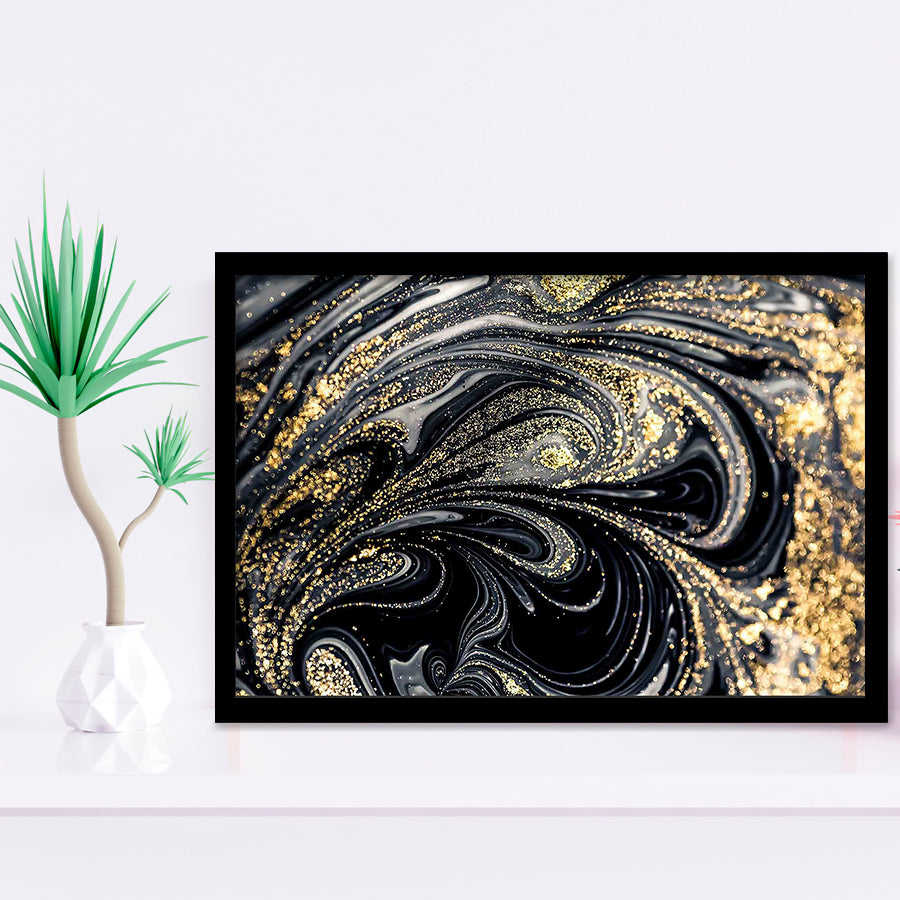 Shimmery Wall Art, Gold Black Luxury Wall Art Framed Art Prints, Wall ...