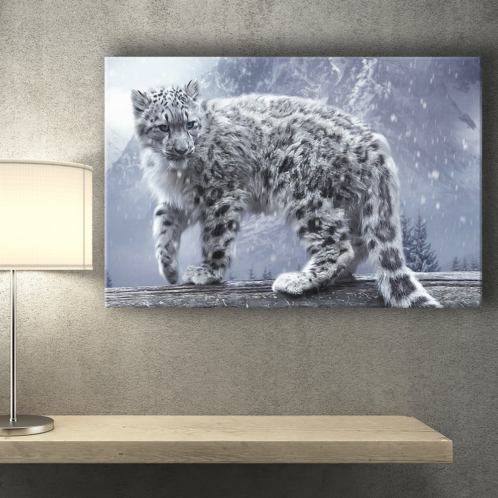 Snow Leopard Playing Canvas Prints Wall Art - Painting Canvas, Wall De ...