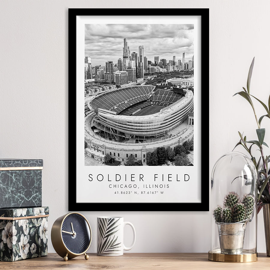 black and white football poster