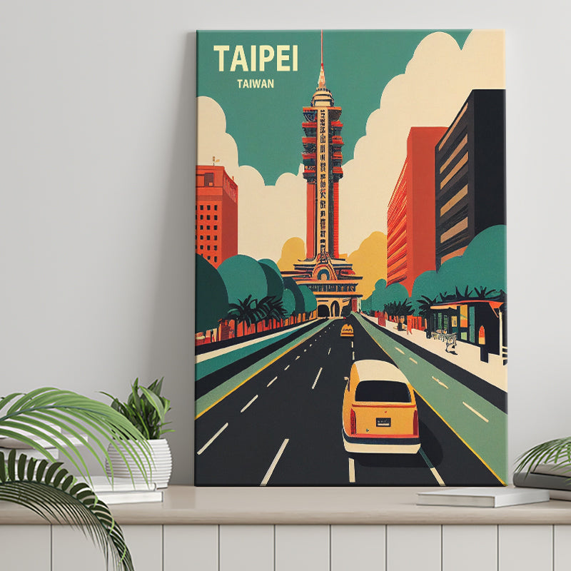 Taipei Taiwan Retro Art Print ,City Art Print, Large Canvas, Canvas Pr ...