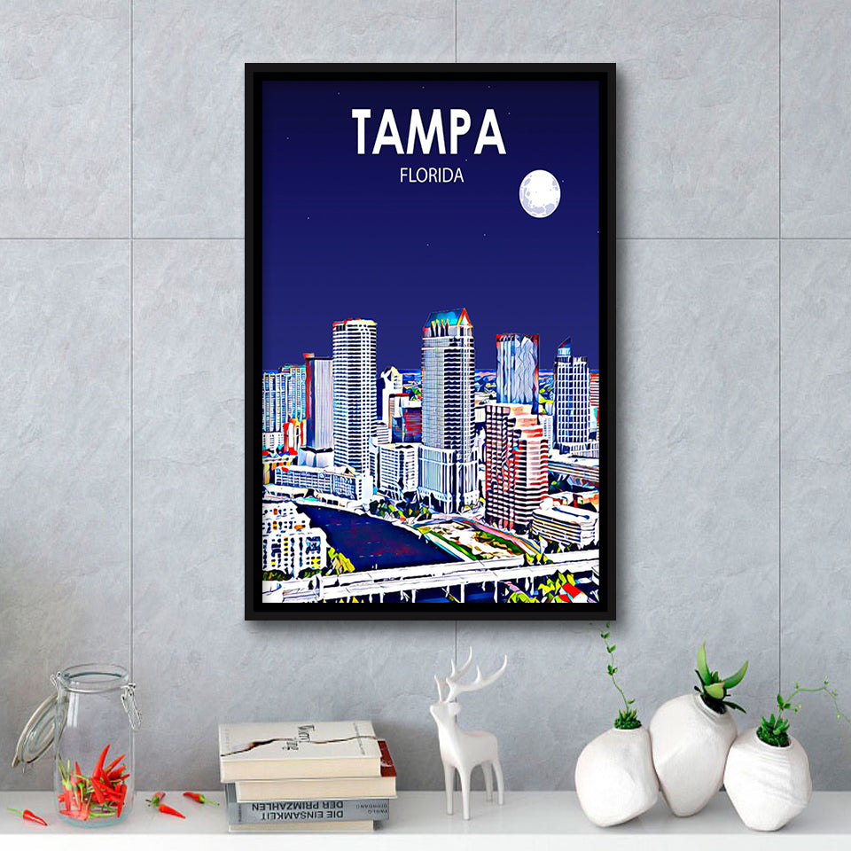 Tampa FL Art V1, Large Canvas, Framed Canvas Print Wall Art Home Decor ...