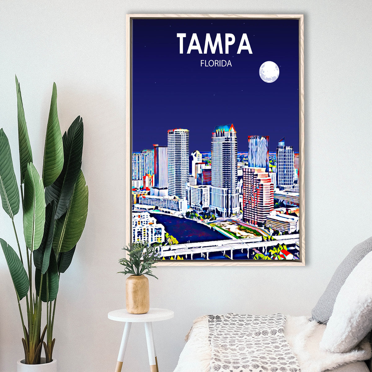 Tampa FL Art V1, Large Canvas, Framed Canvas Print Wall Art Home Decor ...