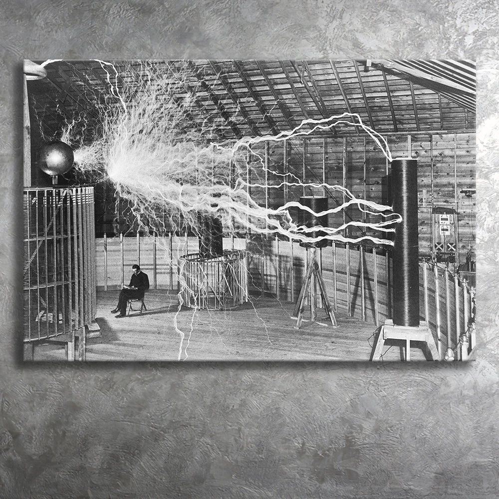 Tesla Coil Photo Black And White Print, Nikola Tesla Canvas Prints Wal ...